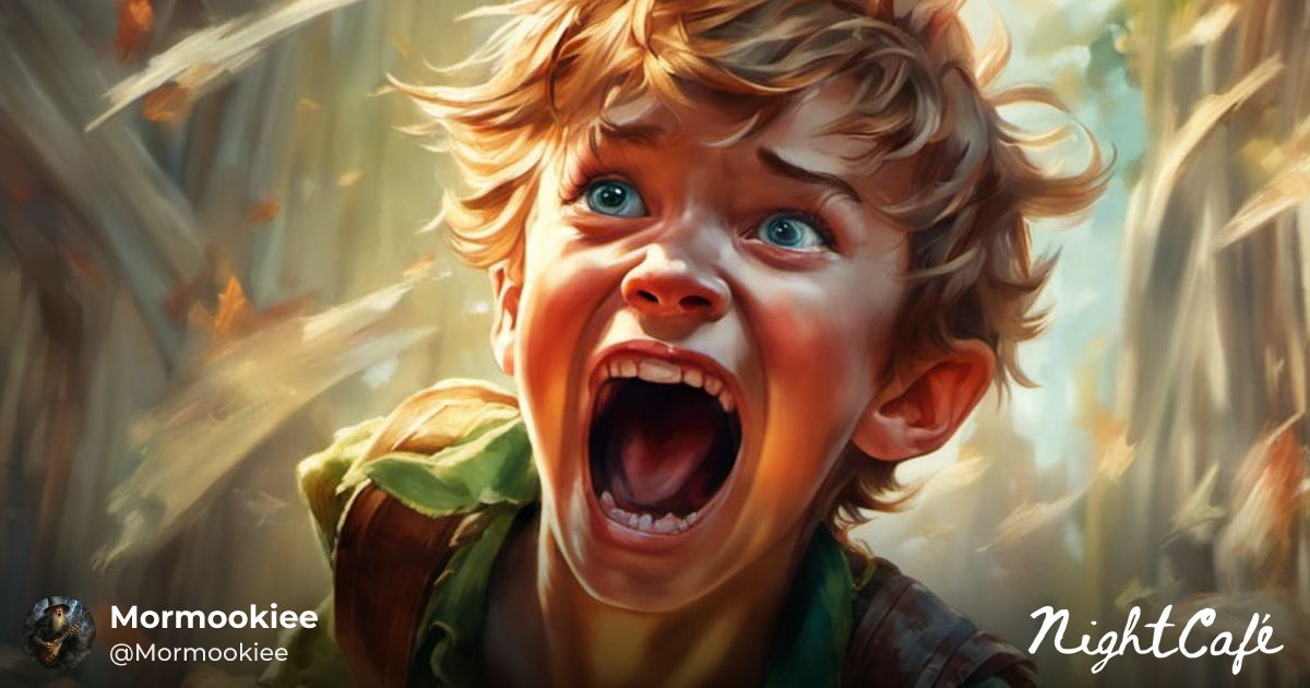 Peter Panic - Peter Pan Screaming in Fear: Digital Art