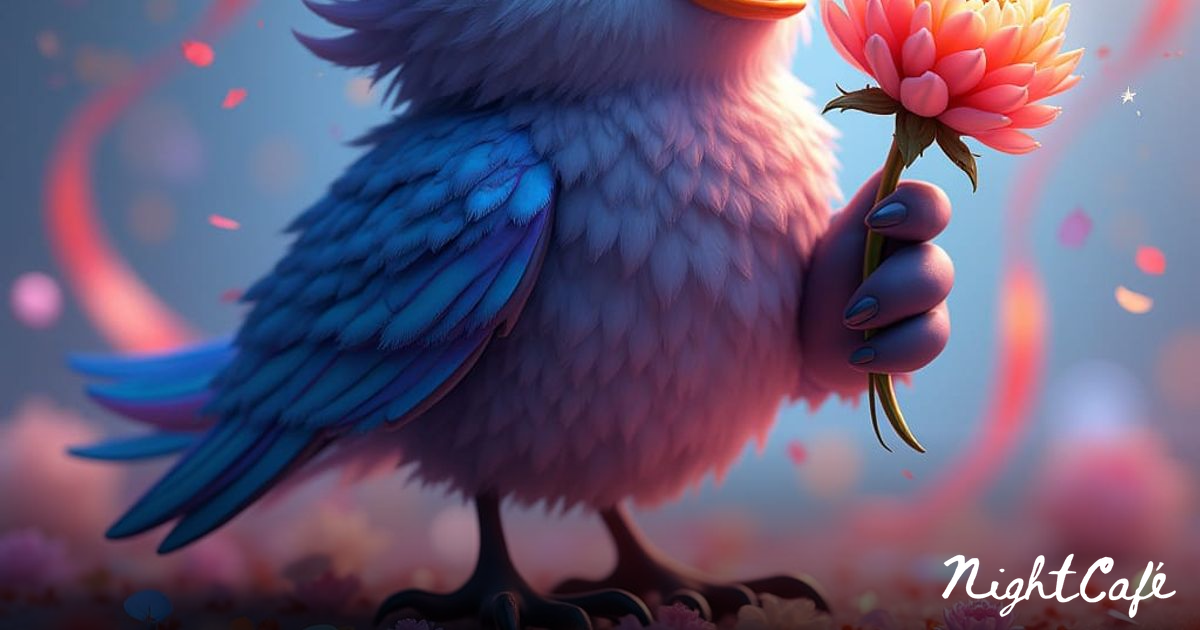 Joyful Crow Wishes Happy Birthday in Vibrant 3D An... - AI Art