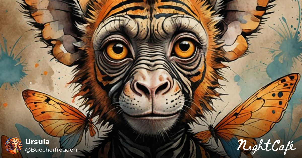 Zebra monkey - Ginger Zebra Monkey with Fairy Wings as Water...