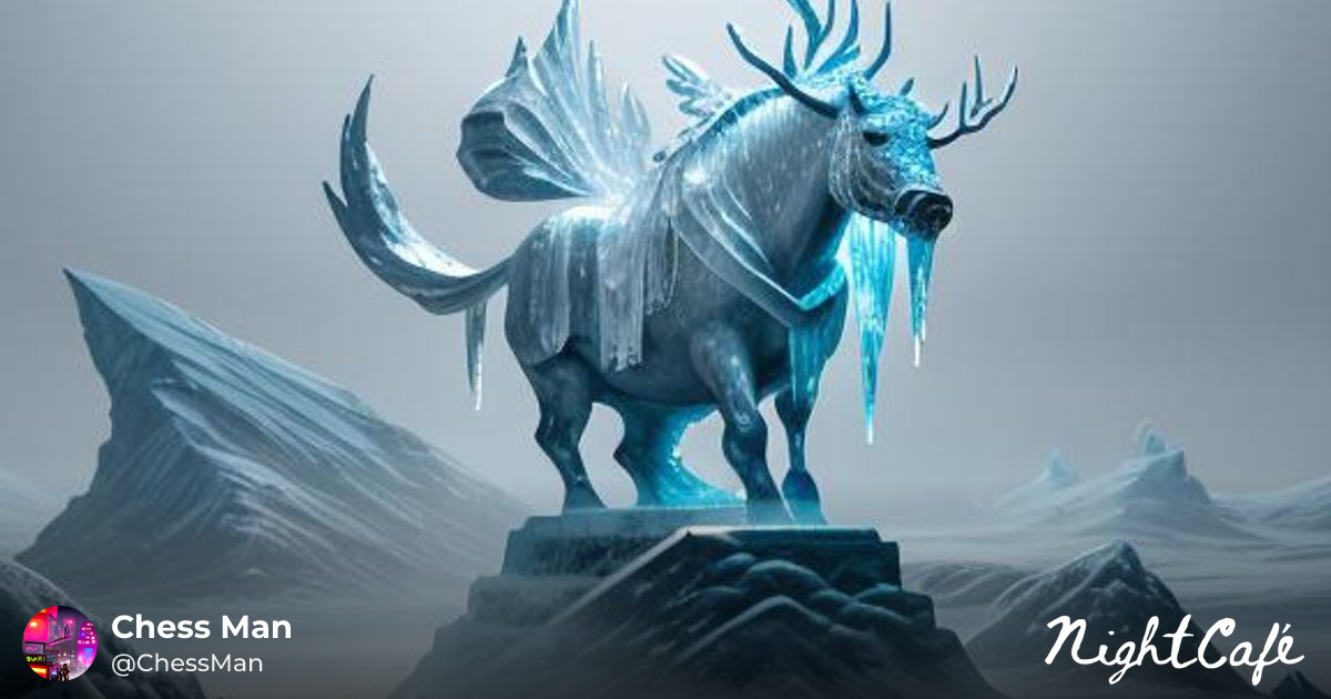 Ice - Glimmering Ice Chess Piece in Hyperrealistic Concept A...