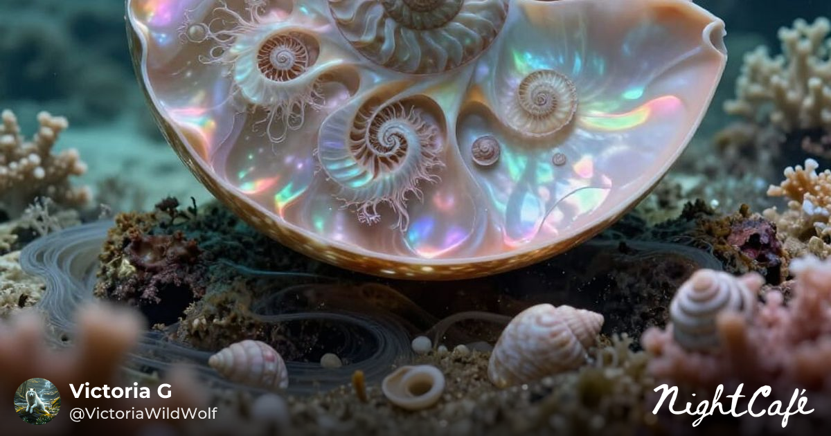 mother-of-pearl nautilus spiral shell - recreated with newer model