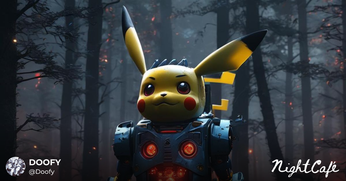 Robot Pikachu - Futuristic Robot Pikachu in Misty Forest: S...