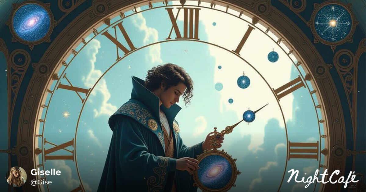 Celestial Clockmaker Crafting Galaxies: Art Nouvea... - AI Art