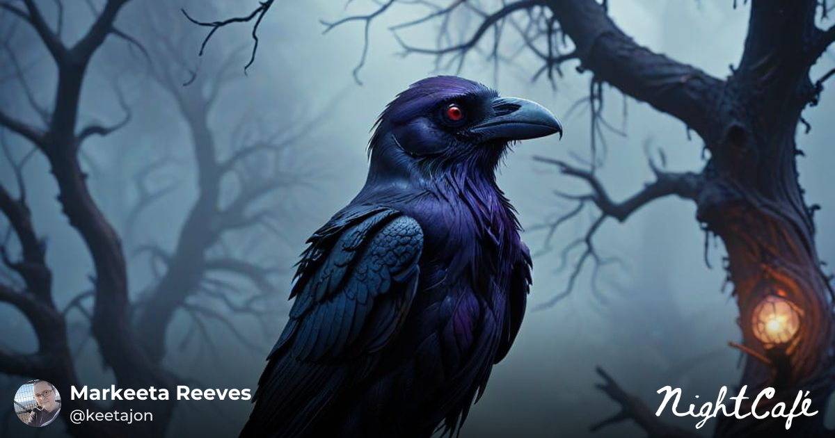 Skeletal Raven in Haunted Forest, Tim Burton Style - AI Art