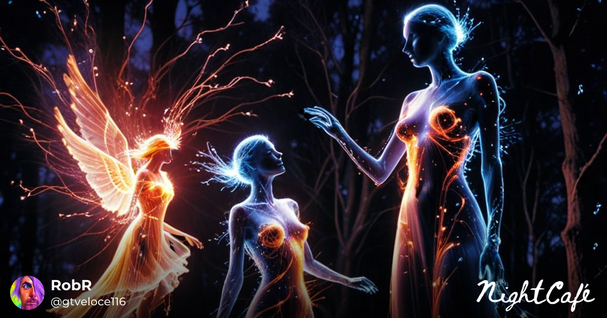 Dreamlike Australian Forest Scene with Neon Sprite... - AI Art