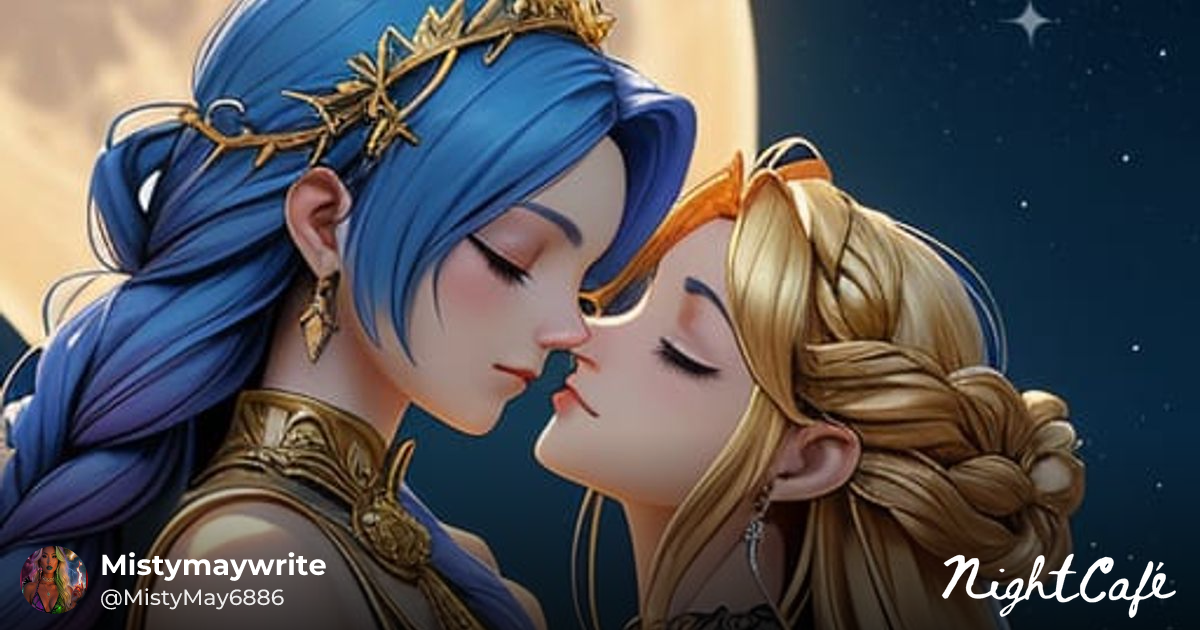 Ethereal Goddesses Embracing in a Dreamy Landscape - AI Art