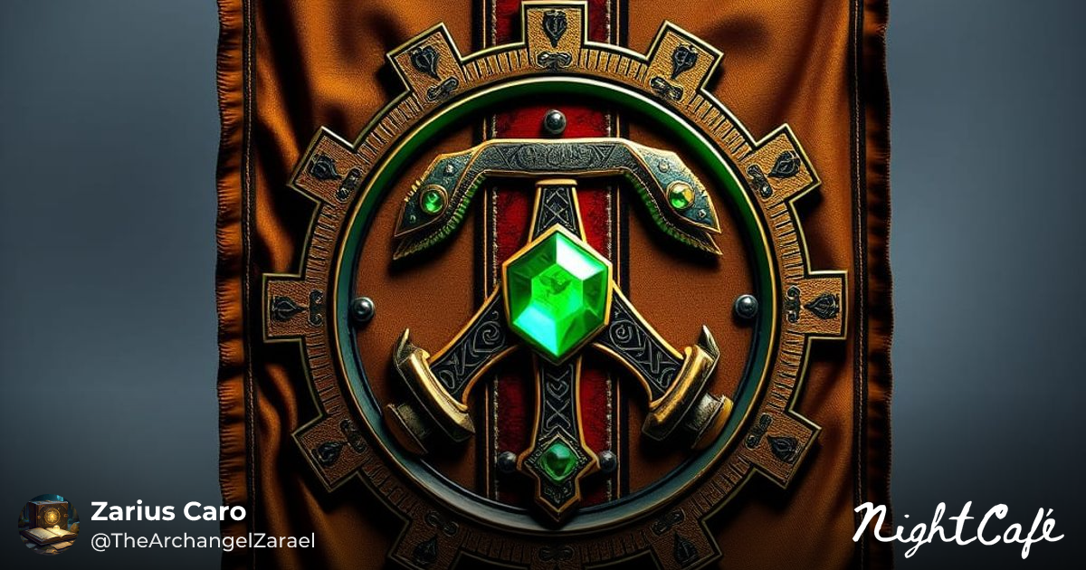 Dwemer Banner with Bronze Fabric and Runes in Syd ... - AI Art