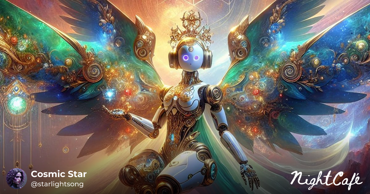 Winged android robot goddess - Winged android robot godde...