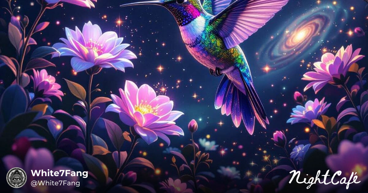 Imagine a celestial hummingbird flitting through a garden of cosmic ...