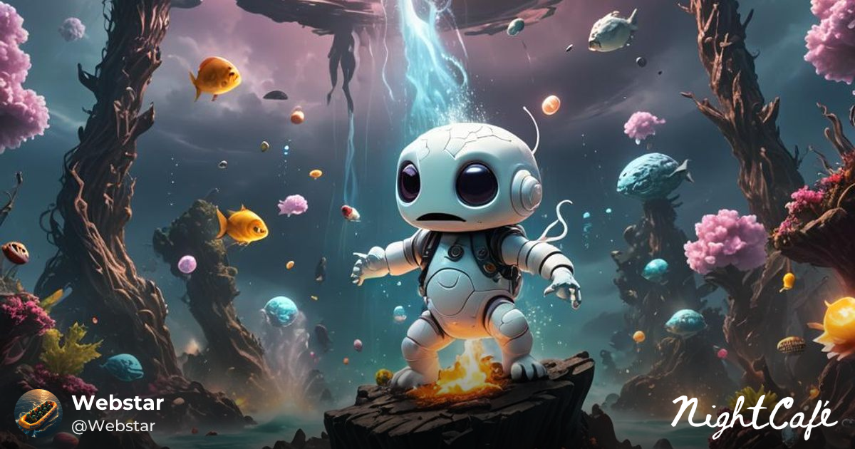 Marshmallow Alien in Underwater Atomic Cyclone - AI Art