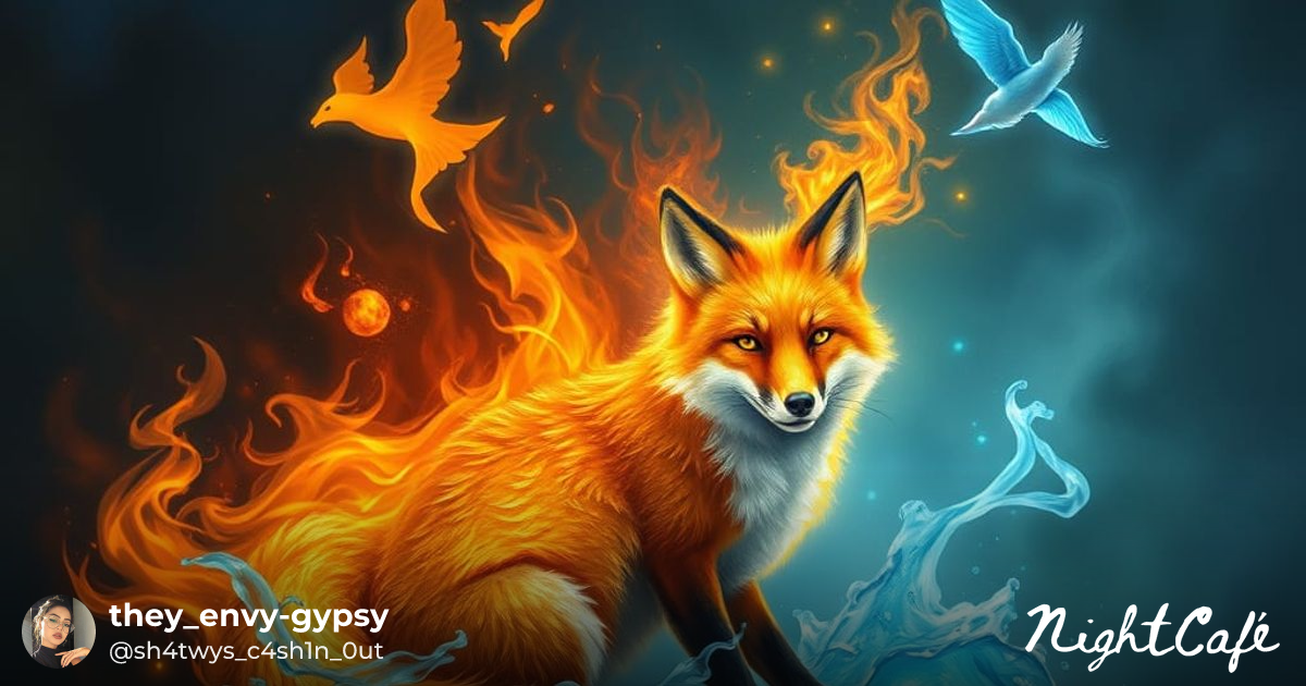 Elemental Fox in Balance of the Elements - AI Art