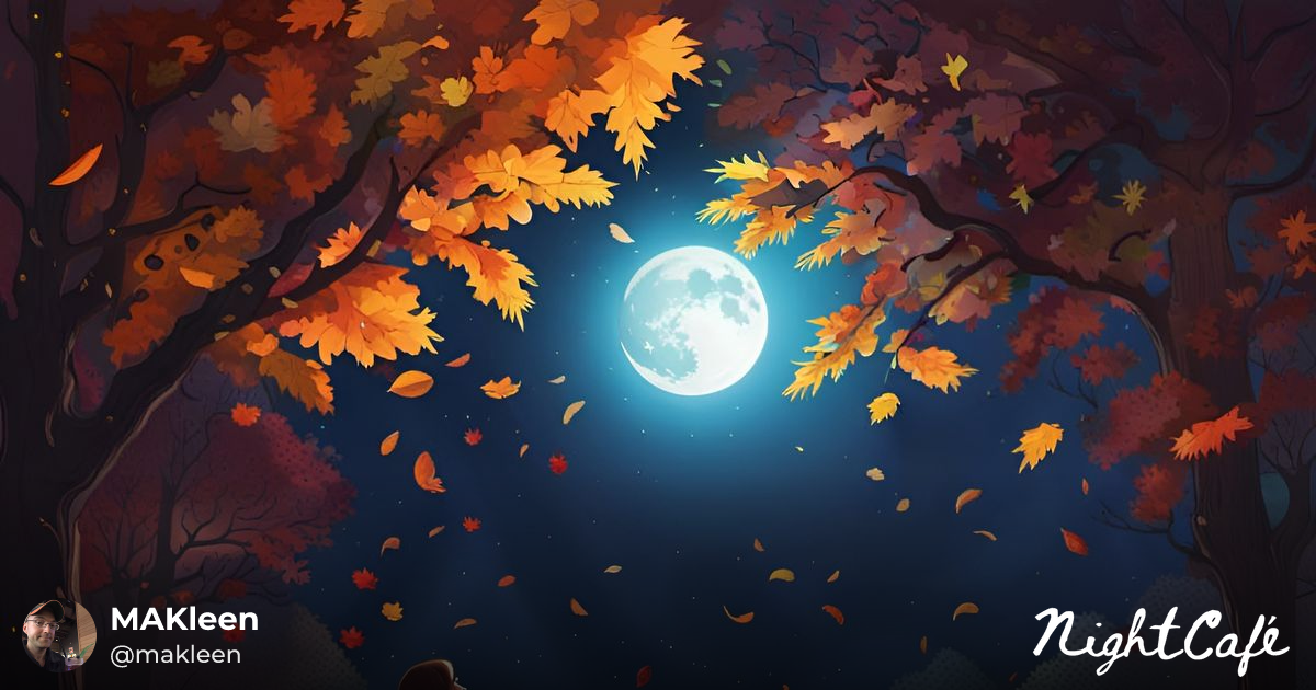 Autumn Nights - Surreal Autumn Moonlit Night in Hyperrealist...