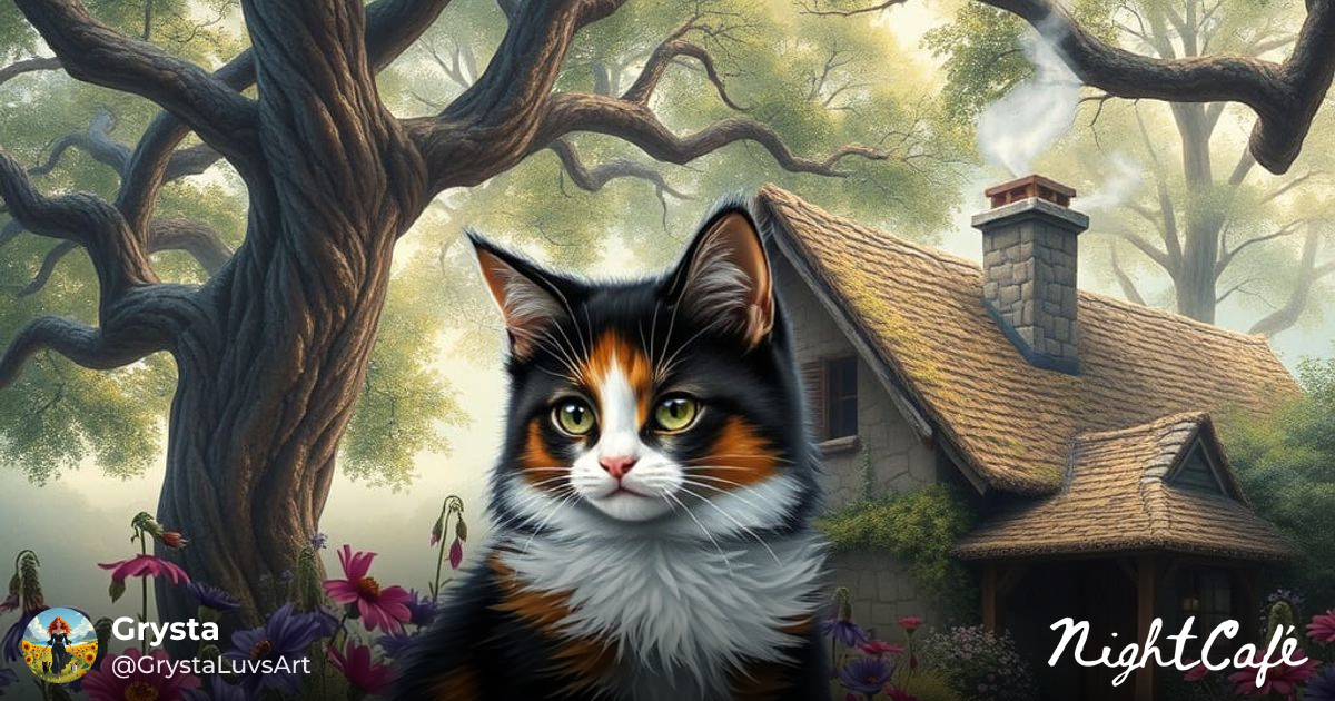 Callie ️ - Whimsical Calico Kitten in Enchanted Garden