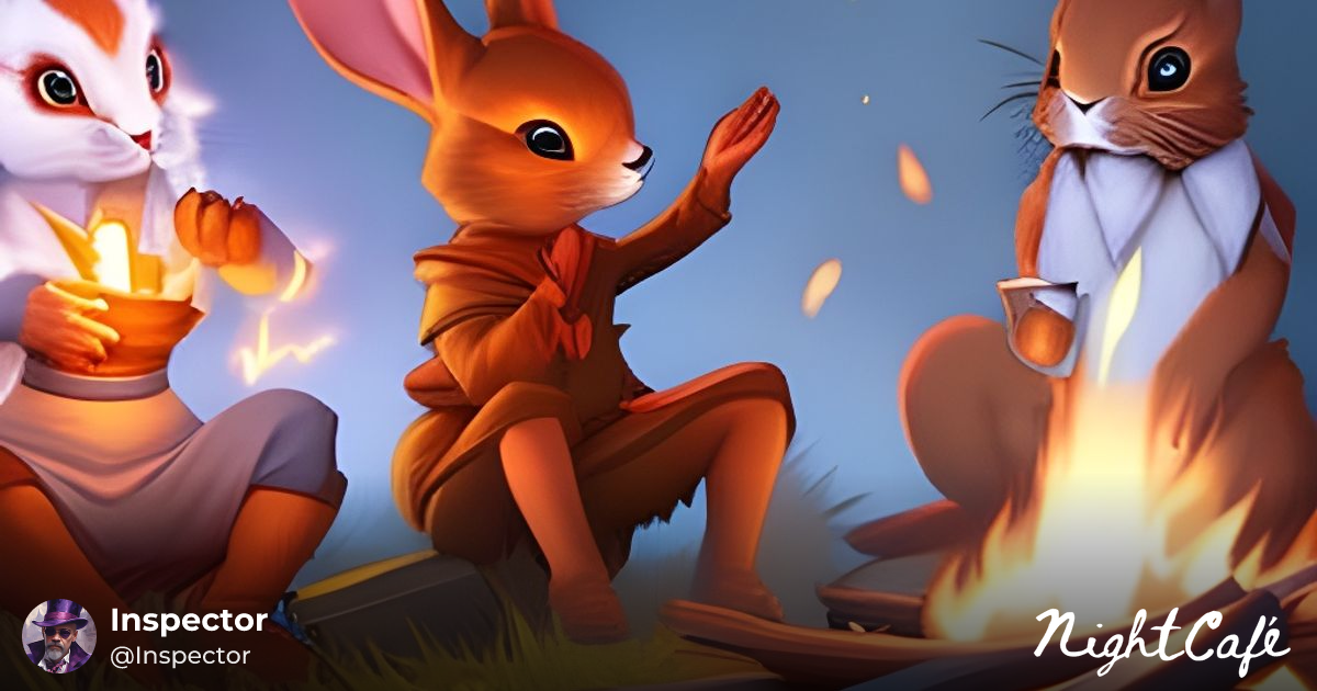 Party of Heroes - Chibi Rabbit Campfire Scene in Hyperdetail...