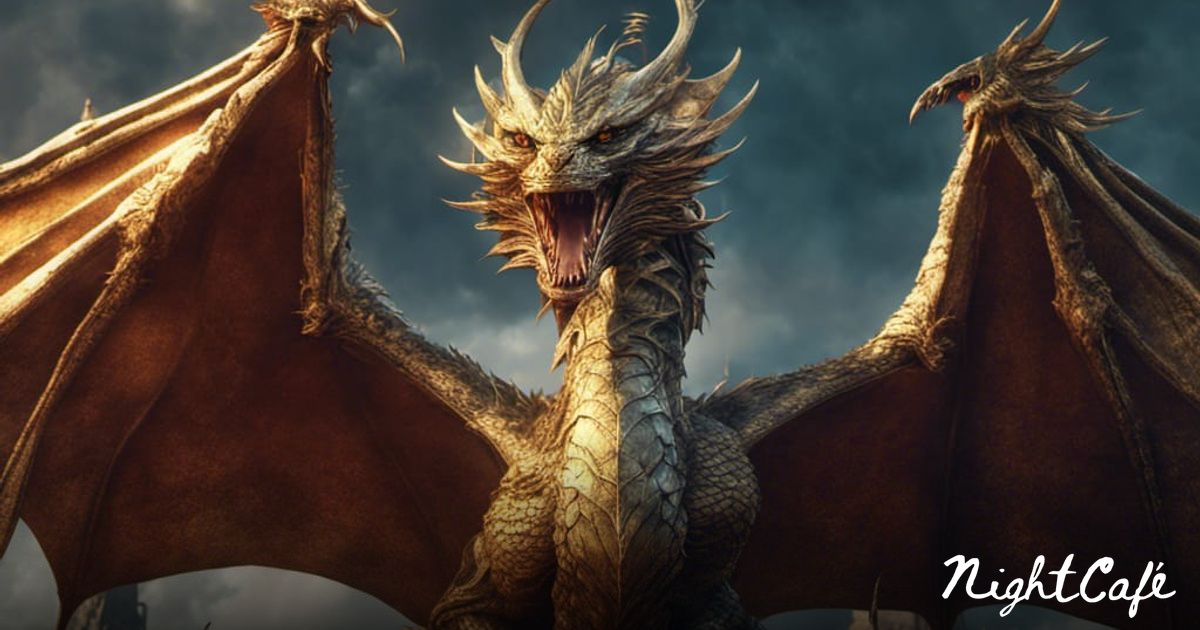 Majestic Dragon Guarding Hoard of Gold - AI Art