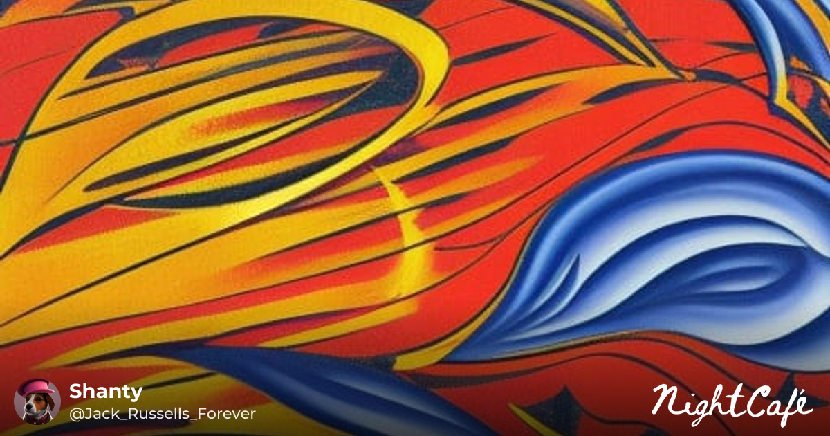 Vivid Red and Gold Mermaid Tail in Cubist Style - AI Art