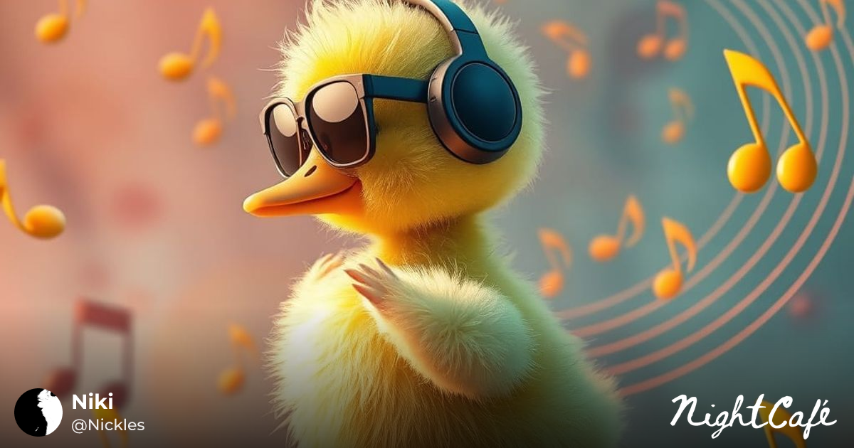 dancing duckling, fuzzy, adorable, close up, profile view, musical ...