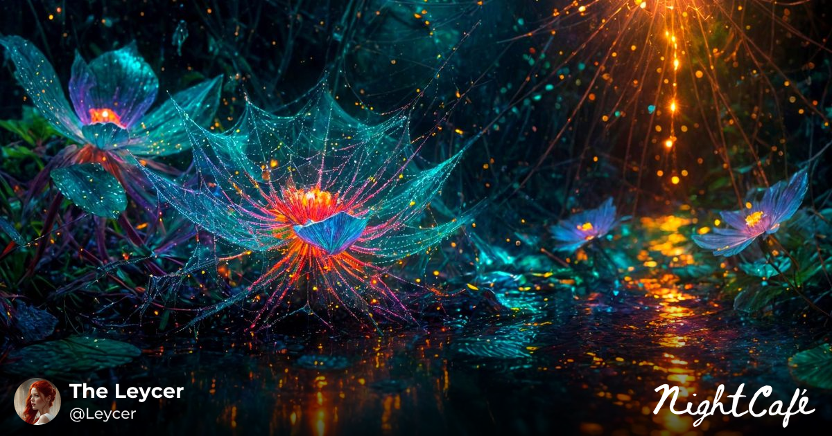 Arachnid Bloom - Magical Spiderweb Flower Radiates Biolumine...