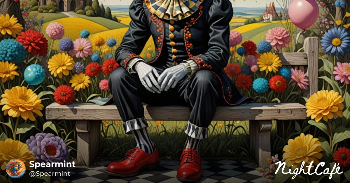 Twisted Whimsy: A Dreamlike Jester's Lament - AI Art