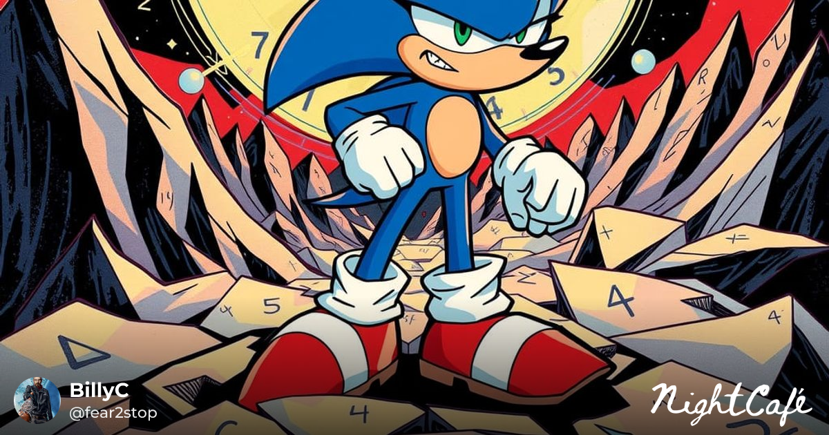 Sonic in a Mathematically Distorted Landscape - AI Art