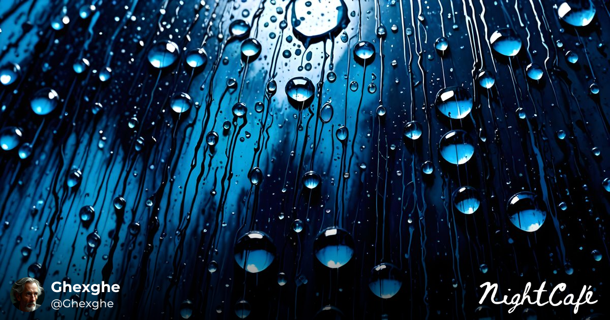 blue rain - Abstract Expressionism: Vibrant Blue Rain