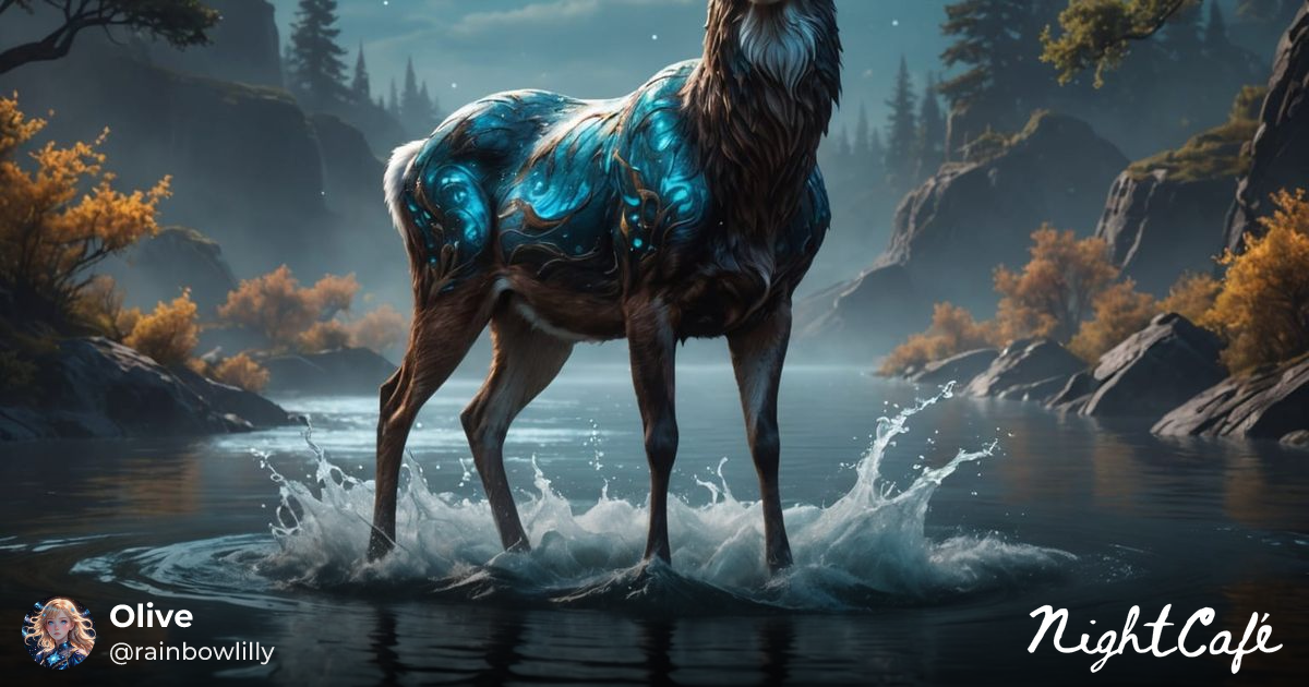 Just a normal deer. - Majestic Galaxy Deer Rising from Water
