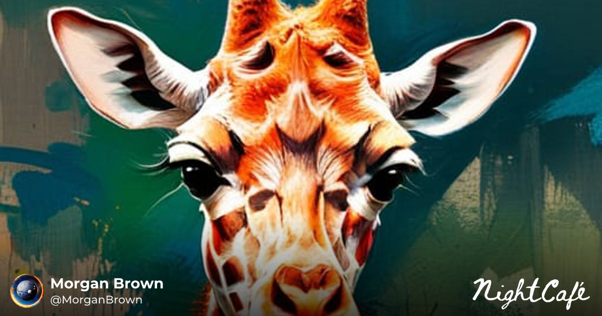 Giraffe - Adorable Baby Giraffe Portrait in Oil on Canvas