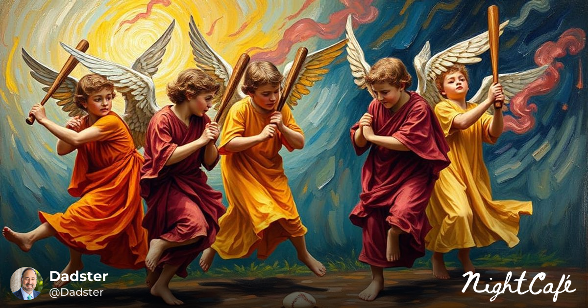 Angelic Baseball Players in Vibrant Neo-Impression... - AI Art