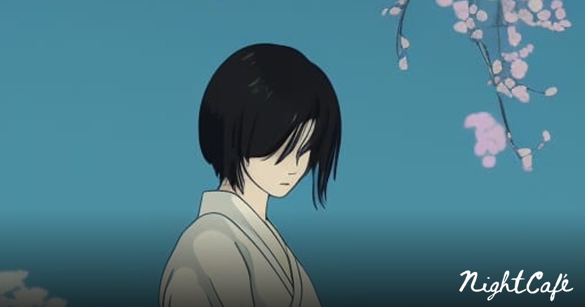 faceless woman in kimono - Anime Kimono: Studio Ghibli Style