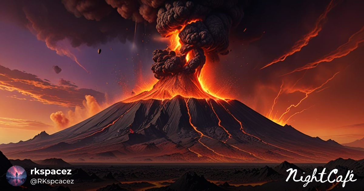 volcano - Erupting Volcano on Mars in Cinematic Sci-Fi Style