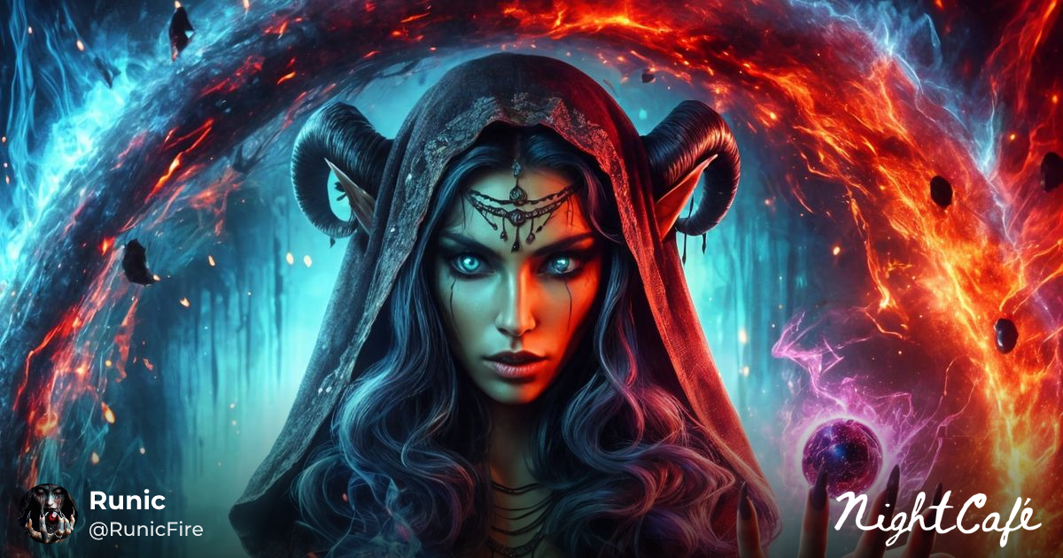 Sabeau Hexsinger- Tiefling Infernal bounty hunter casting a tracing ...