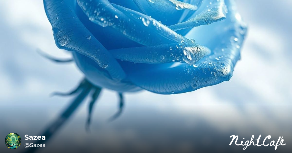 Ethereal Blue Ice Rose in Winter Wonderland - AI Art