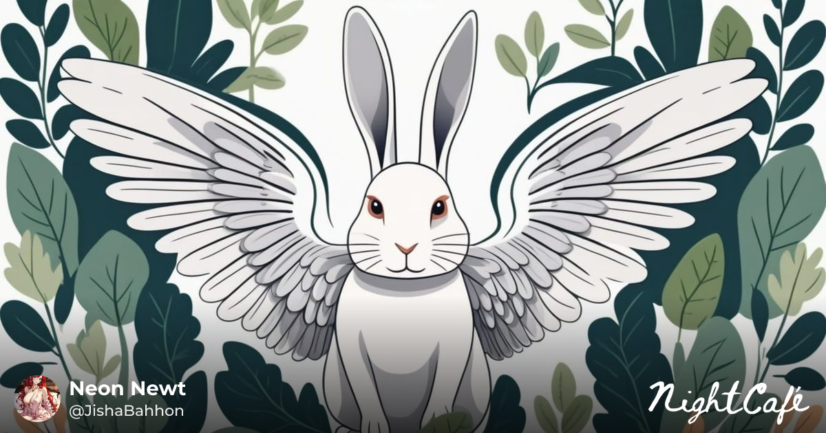 Winged Rabbit in Scandinavian Foliage Art - AI Art