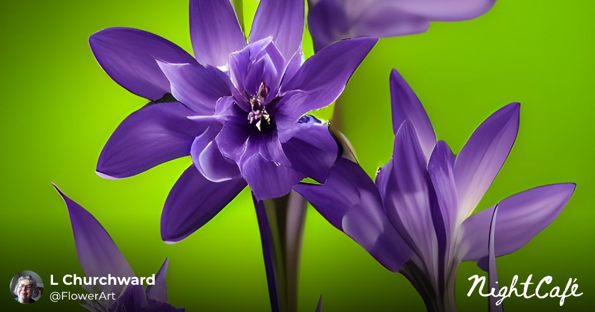 Wild Camas flowers purple, medium close up, photor... - AI Art