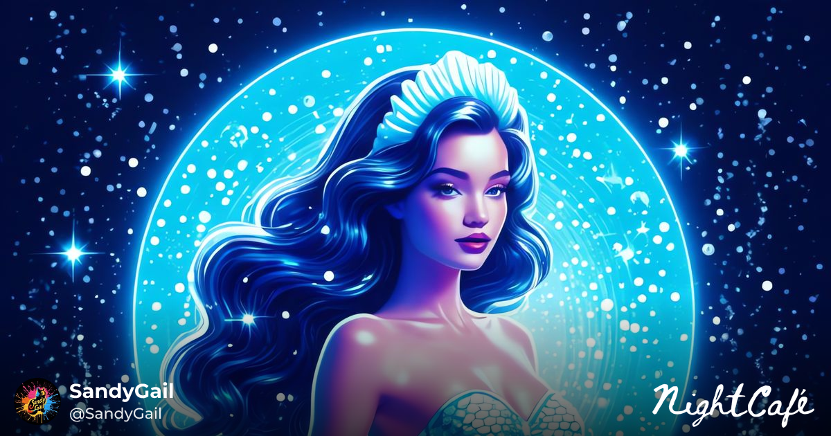 Space Mermaid - Galactic Space Siren in Icy Neon Hues