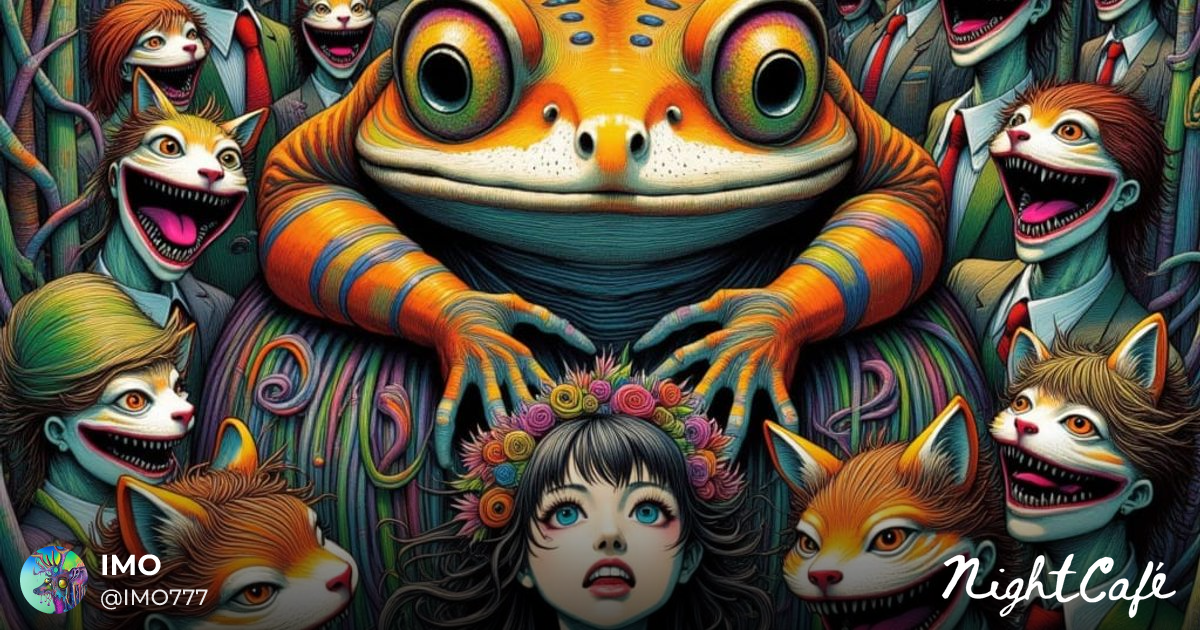 Vibrant Toad Goddess in Forest Ritual - AI Art