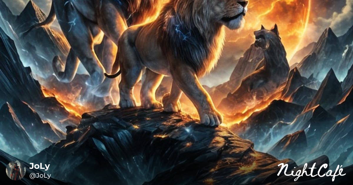 Fiery Lions with Lightning: Insane Light Effects - AI Art