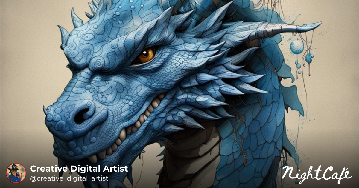 Portrait of a "BLUE DRAGON" - Cartoon Clay Portrait of Blue...