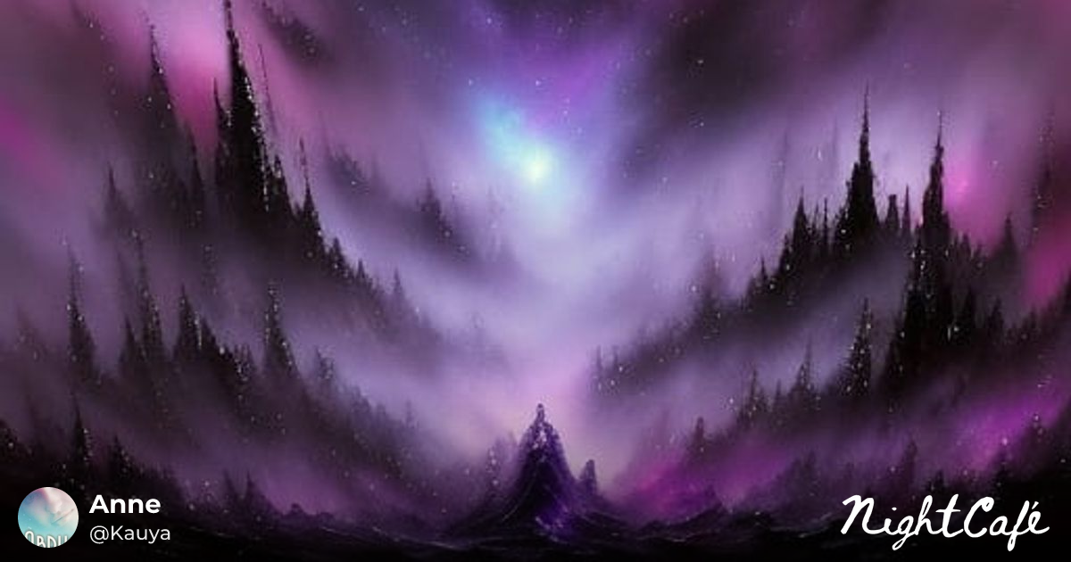 Purple sky and purple aliens falling from the purple sky