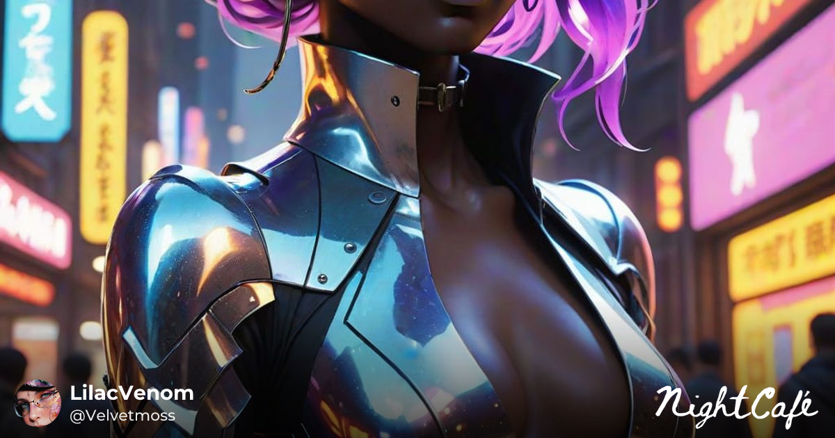 Cyberpunk Fae in Elegant, Iridescent Armor - AI Art