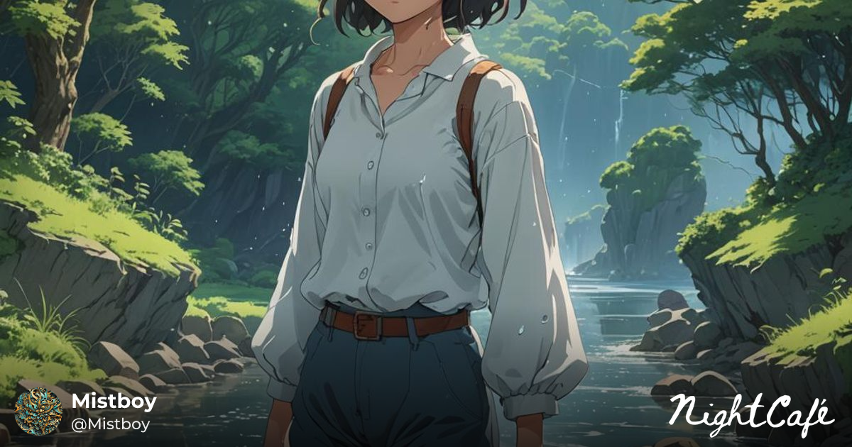 beautifull girl crossing a river, great features, masterpiece ...