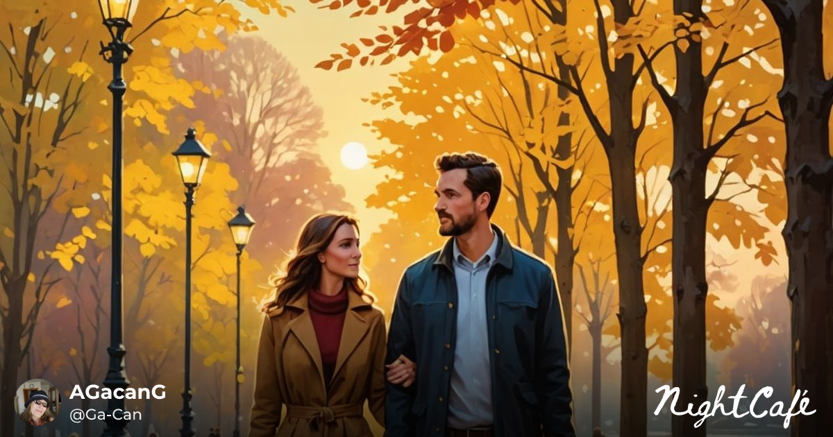 Colossal Eye in Dreamscape - Couple in Park at Sunset, Digit...