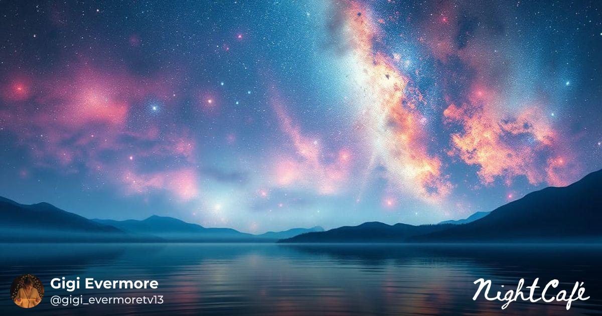 The galaxy scape Reflection on a lake at night real style astral ...