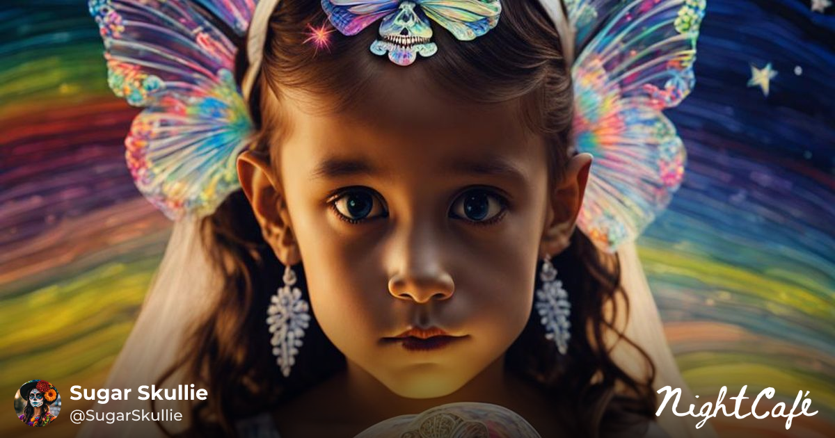 Sugar Skull Flies on Starry Night in Surreal Art - AI Art