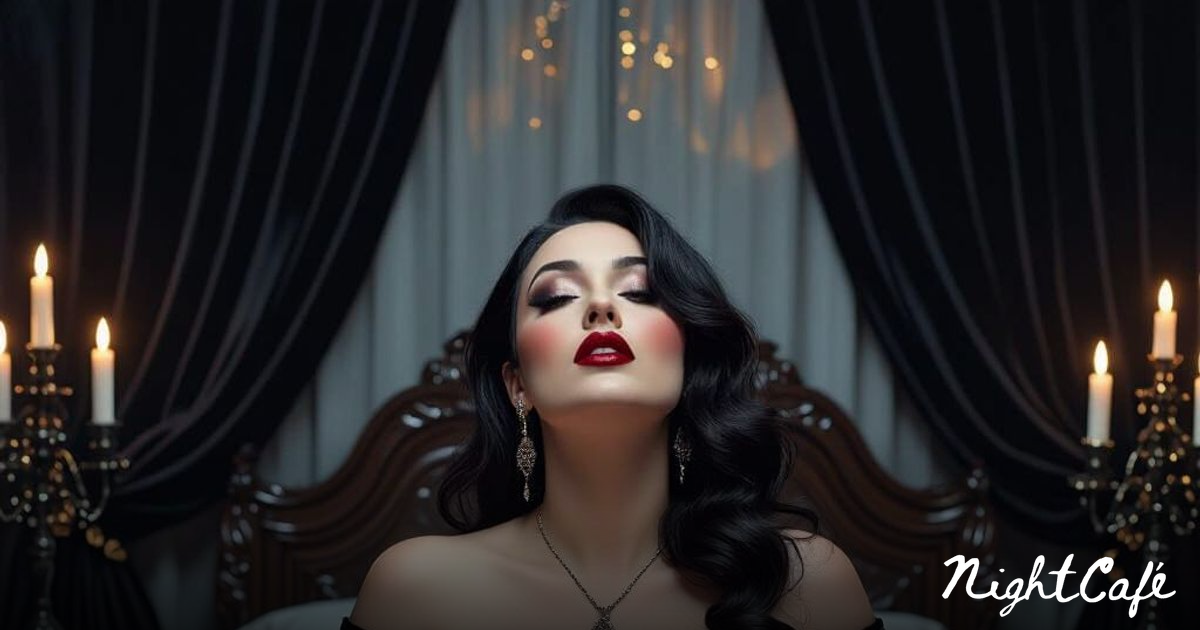 Gothic Ecstasy: Hourglass Figure in Modern Bedroom - AI Art