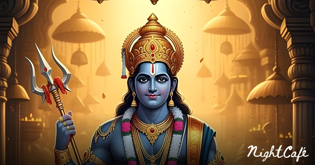 Lord Shani Maharaj on Crow in Ultra-Realistic Digi... - AI Art