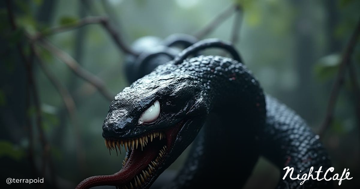 Symbiote Snake in Hyper-Realistic Horror - AI Art