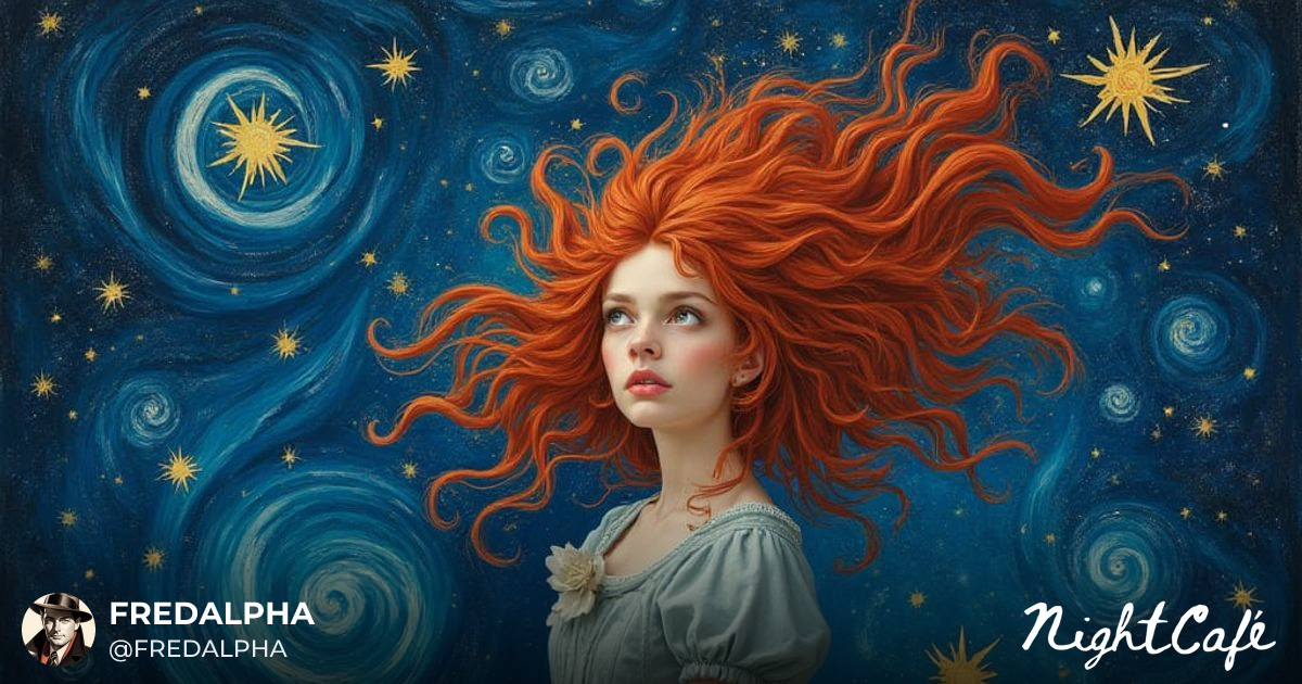 Starry Night Chess Prodigy in Cosmic Art Nouveau S... - AI Art