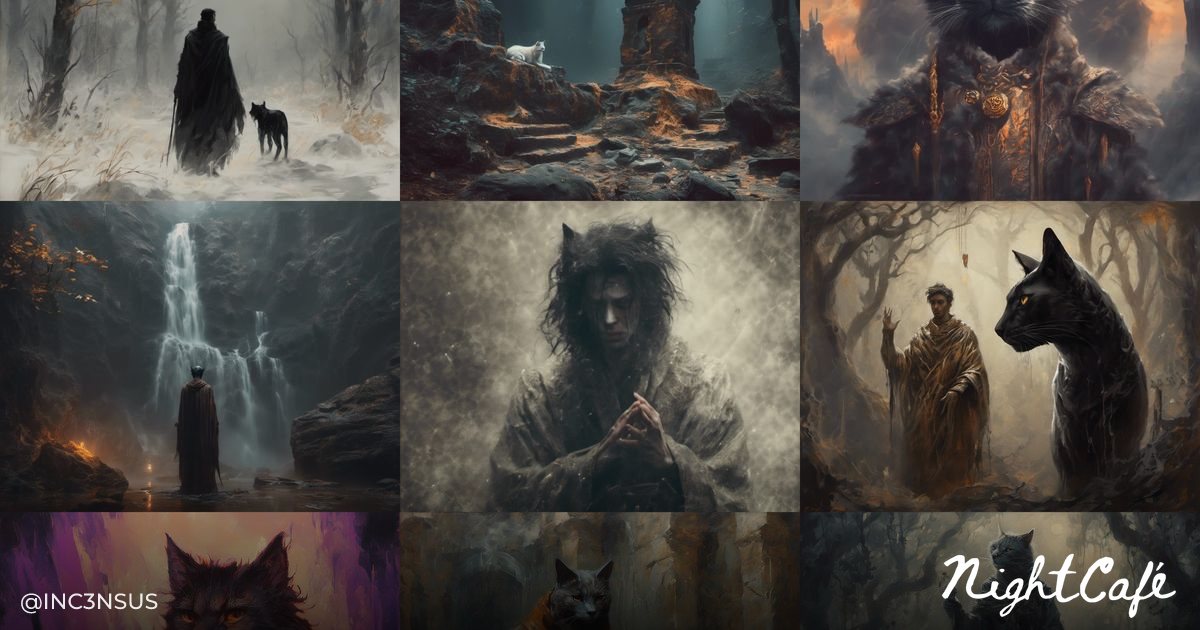 Ethereal Feline Humanoid in Monk Robes - AI Art