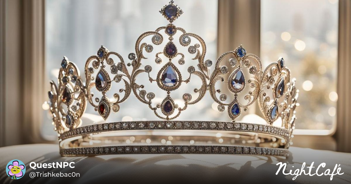 Tiara on the Windowsill - Ornate Jeweled Tiara Shimmers in M...